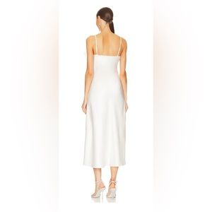 Line & Dot | Dresses | Line And Dot Kiki Satin Feather Trim Slip Dress ...